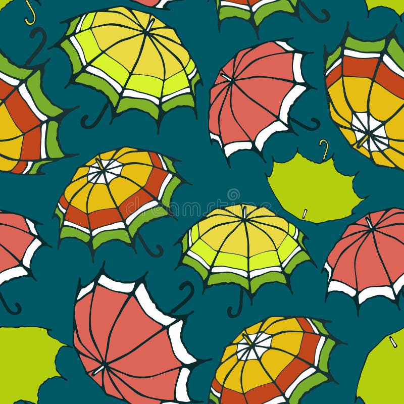 Seamless Pattern with Stylized Colorful Umbrellas Stock Vector ...