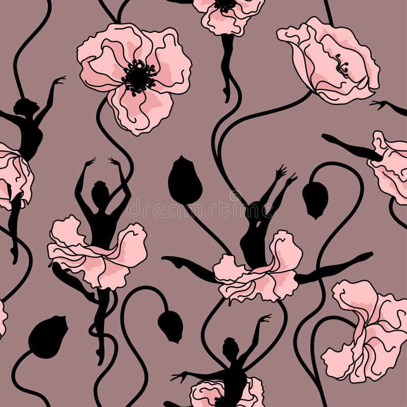 Seamless Pattern of Stylized Dance of Flowers Stock Vector ...