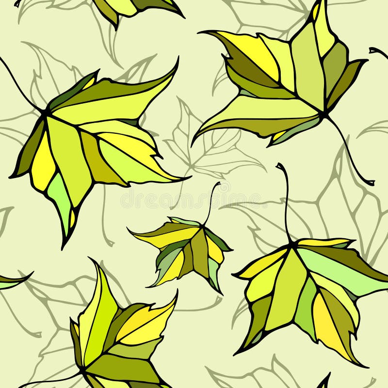 Seamless Pattern with Stylized Decorative Leaves Stock Vector ...