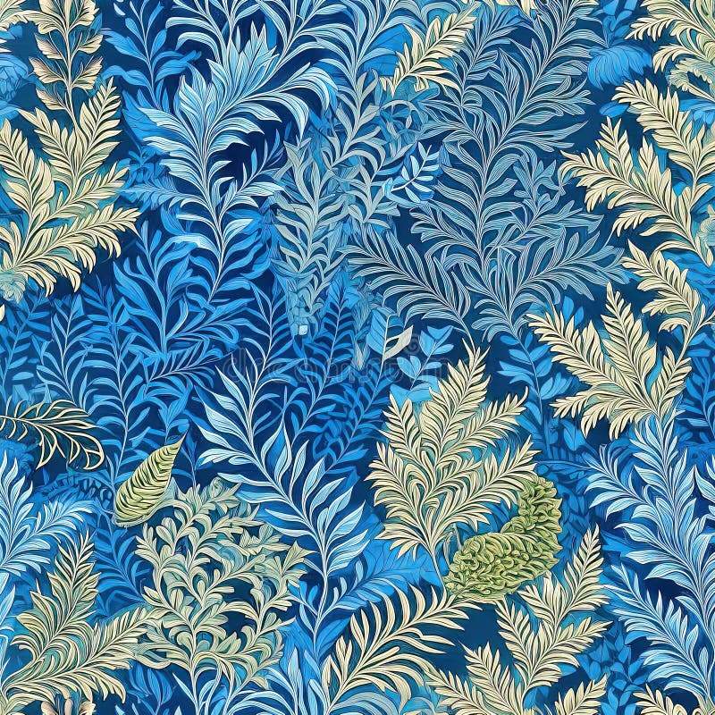 Seamless Pattern with Stylized Exotic Leaves for Vintage Victorian ...