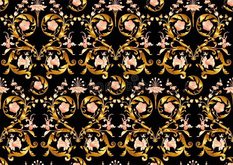 Seamless Pattern with Stylized Flowers in Medieval Style Stock Vector ...