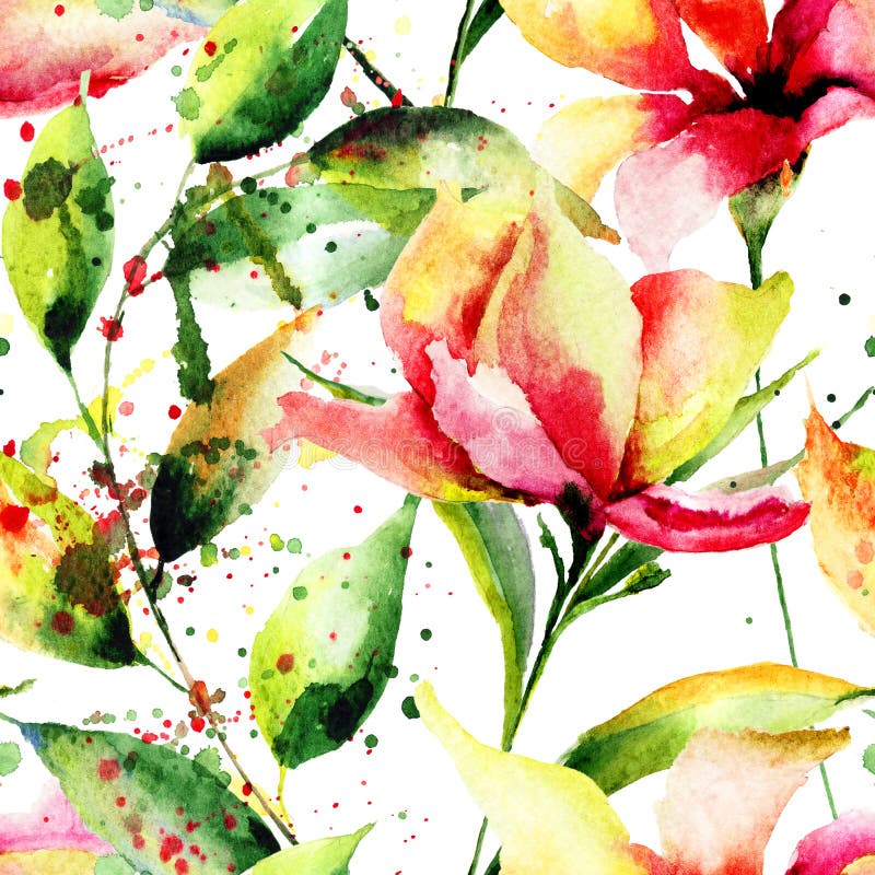 Seamless Pattern with Stylized Flowers Stock Illustration ...