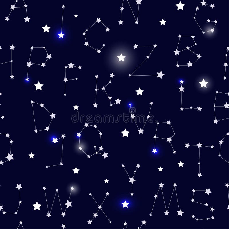 Seamless Pattern with Stylized Letters Like Starry Constellations ...