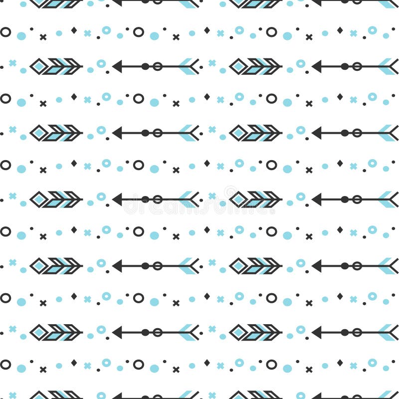 Seamless Pattern with Stylized Linear Arrows and Feathers Stock Vector ...