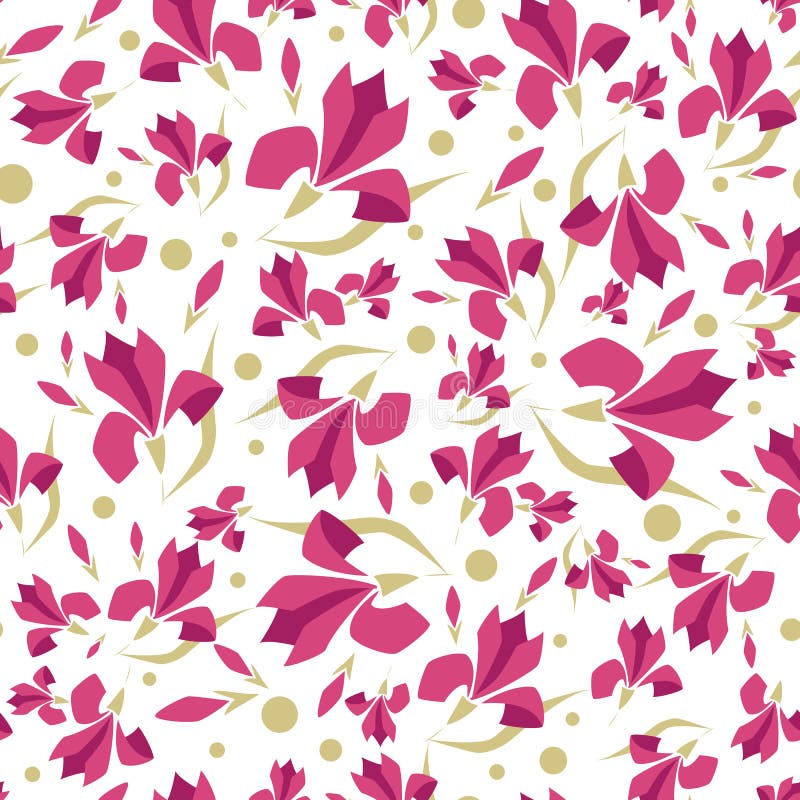 Seamless Pattern with the Stylized Magnolia Flower Stock Vector ...