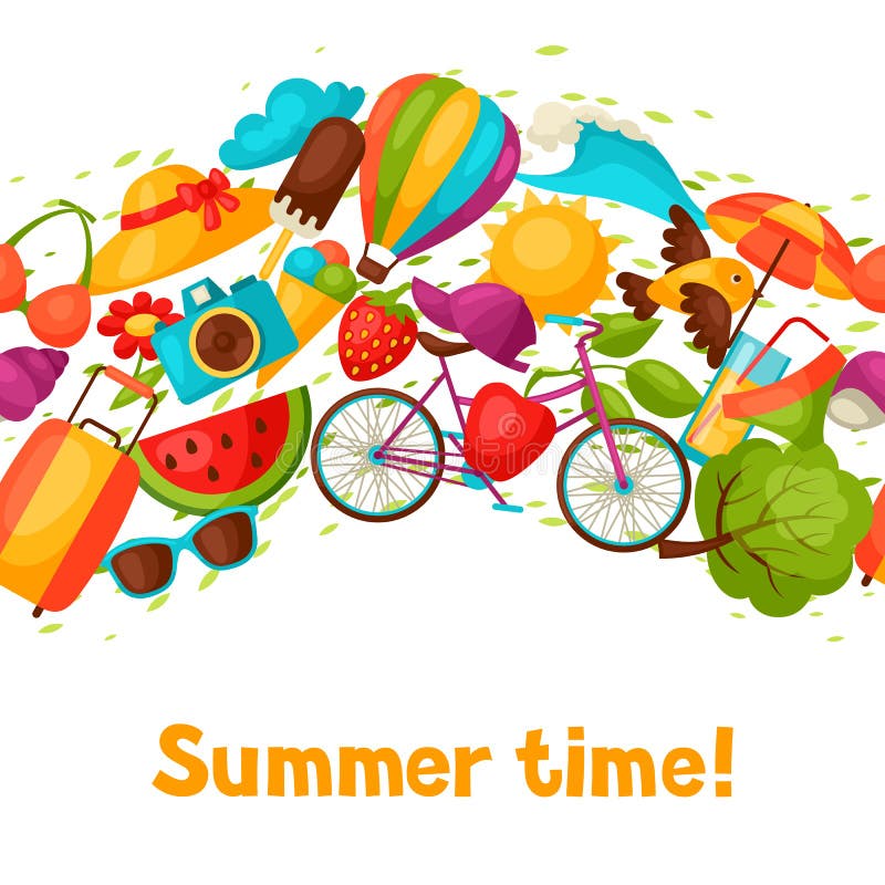 Seamless Pattern with Stylized Summer Objects. Background Made without ...