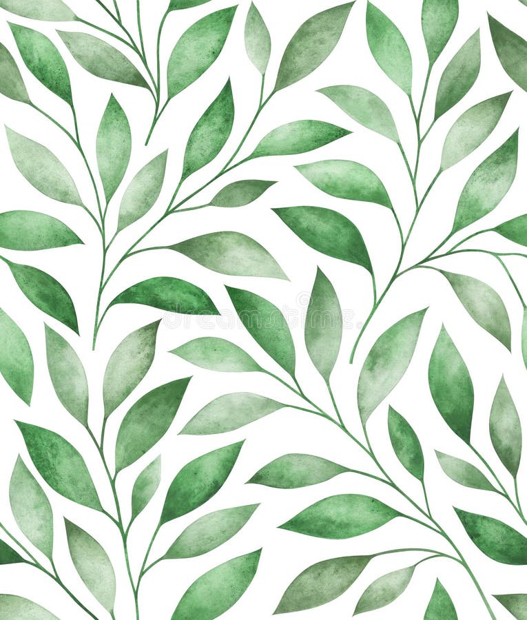 Seamless Pattern with Stylized Tree Branches. Watercolor Hand Drawn ...