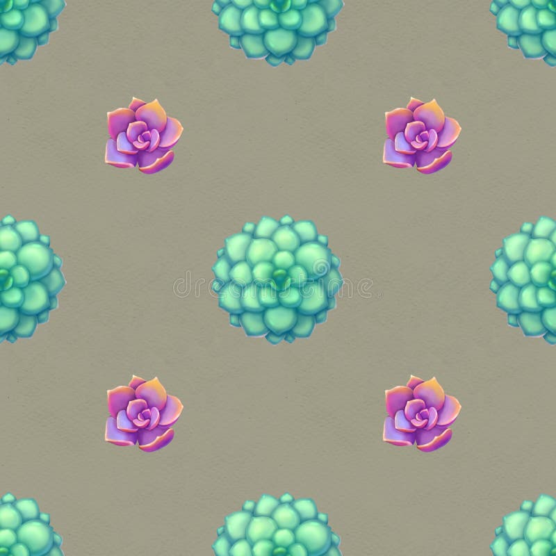 Seamless Pattern with Succulents. Beautiful Floral Print Stock Photo ...