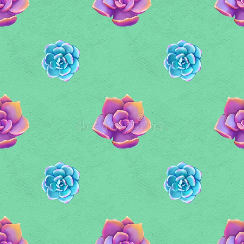 Seamless Pattern with Succulents. Beautiful Floral Print Stock ...