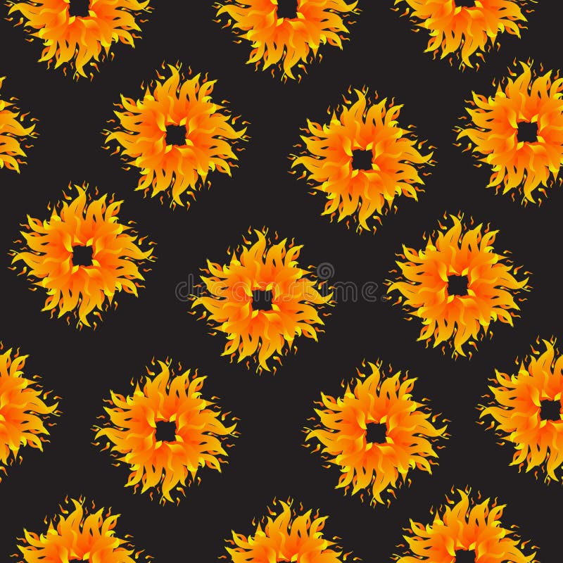Seamless Pattern with Summer Sun Shapes. Vector Illustration on a Black ...