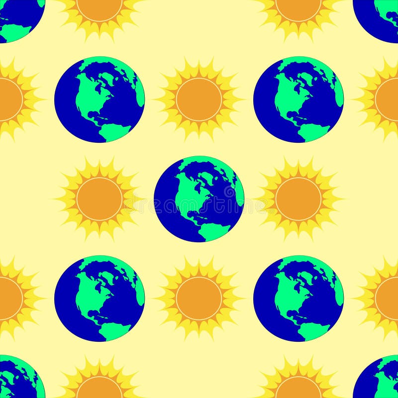 Seamless Pattern with Sun and Earth Stock Vector - Illustration of ...