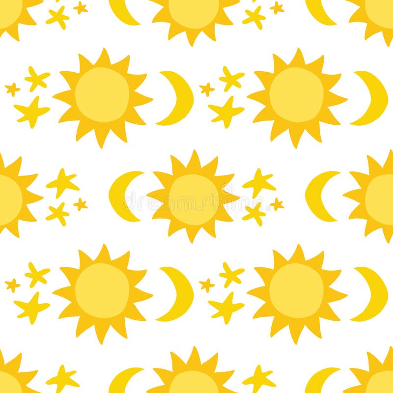 Seamless Pattern with Sun, Moon and Stars. Stock Vector - Illustration ...
