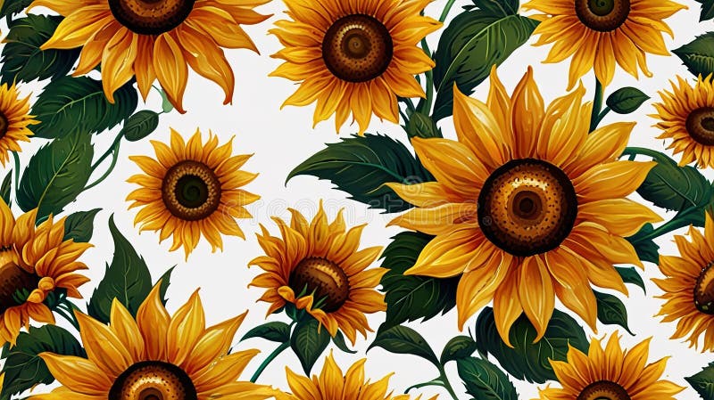 The Seamless Pattern of Sunflower. the Seamless Pattern Sunflower. Seamless Pattern Leaf. Shape ...