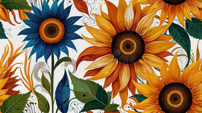 The Seamless Pattern of Sunflower. the Seamless Pattern Sunflower ...