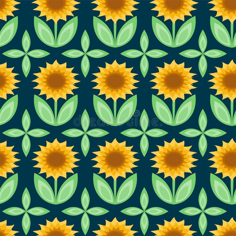 Seamless Pattern with Sunflowers. Floral Background. Vector ...