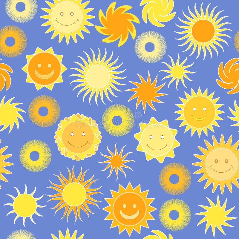 Seamless pattern with suns stock vector. Illustration of congratulate ...