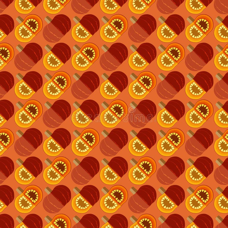 Seamless Pattern Sunshine Kabocha Squash. Flat Design Stock ...