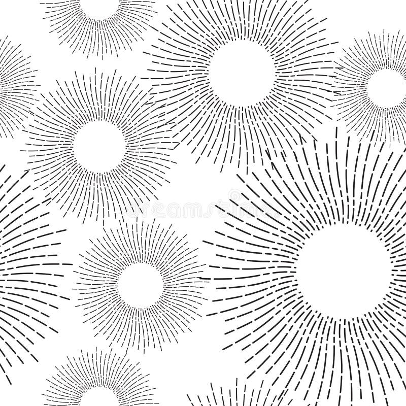 Sunshine Rays Retro Seamless Pattern Stock Vector - Illustration of ...