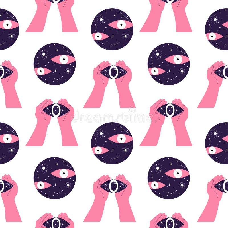 Seamless Pattern with Surreal Elements. Handdrawn Vector Design with ...