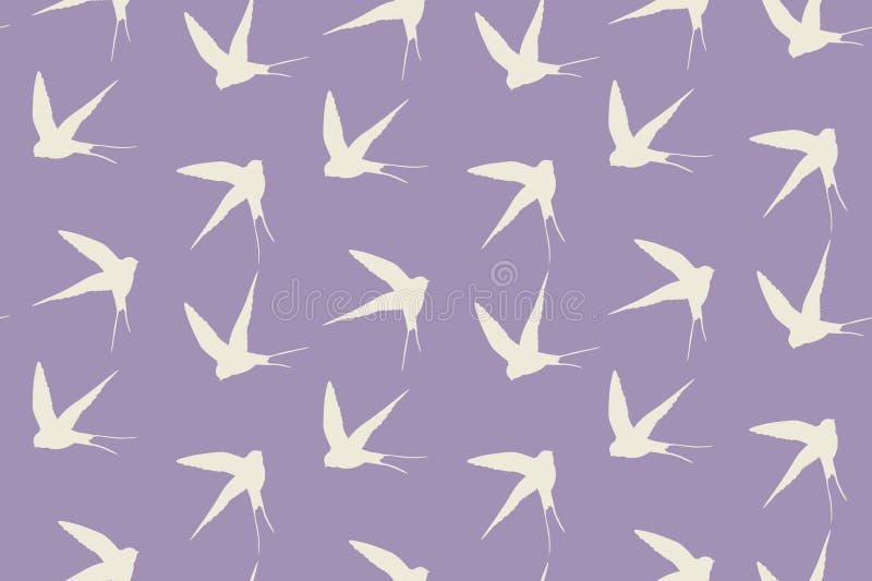 Seamless Pattern with Swallow Silhouette on Color Background. Cute Bird ...