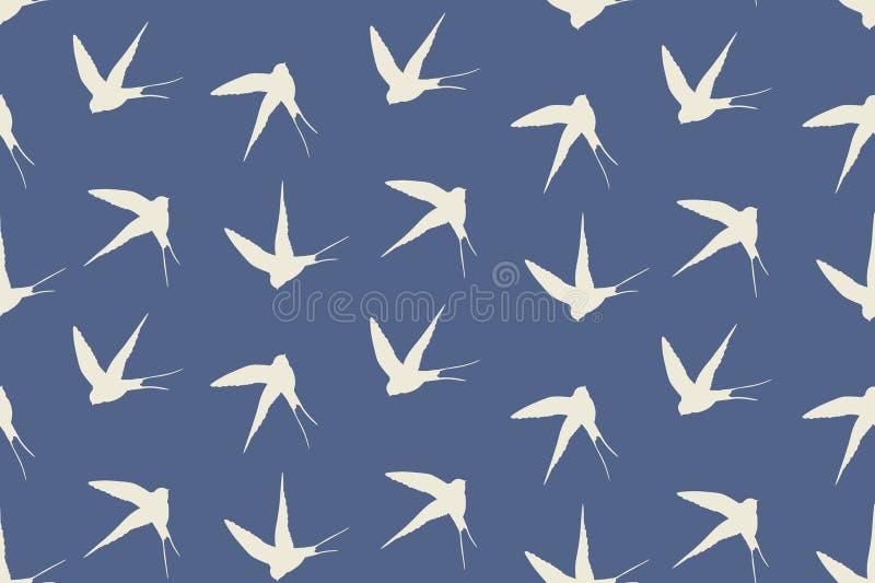 Seamless Pattern with Swallow Silhouette on Color Background. Cute Bird ...