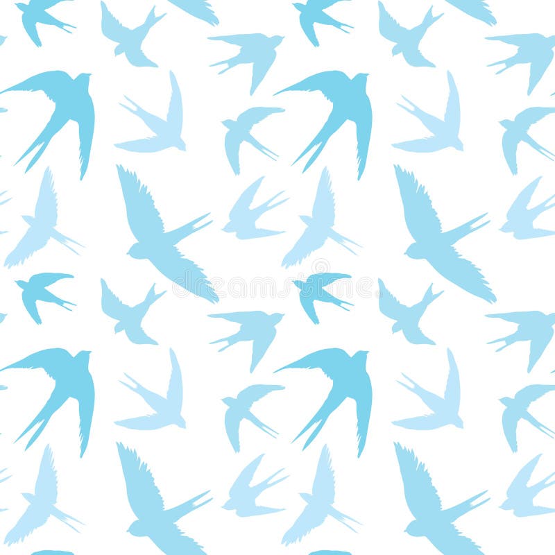 Seamless Pattern of Swallow Silhouettes. Flying Birds in Different ...