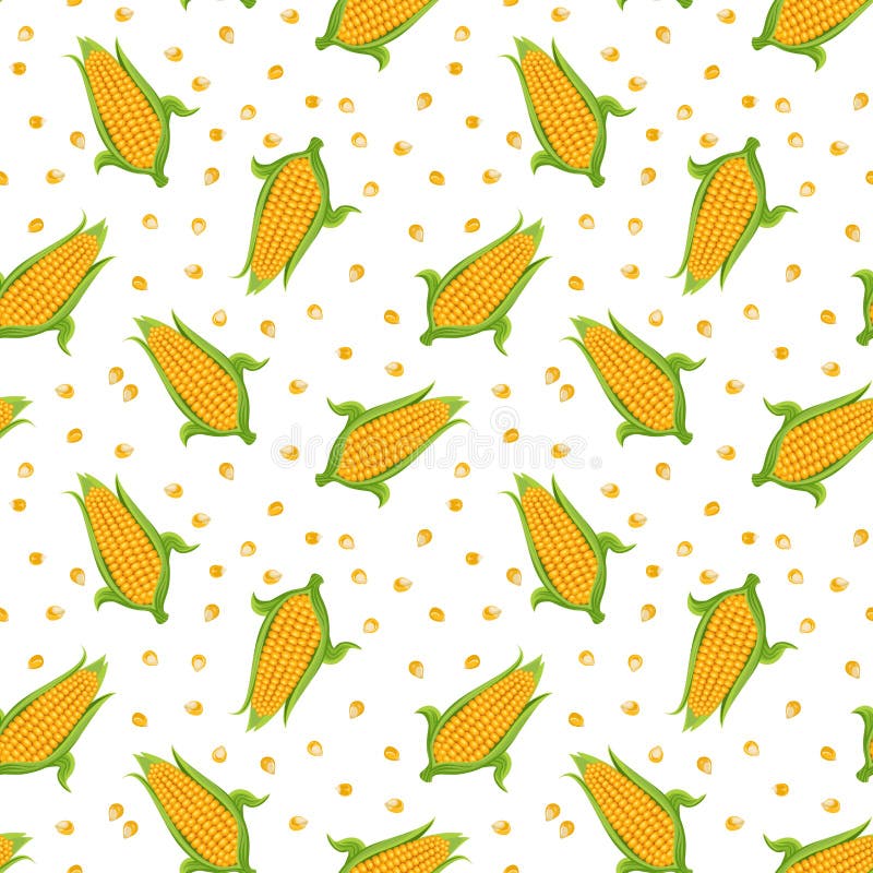 Sweet Corn Seamless Pattern on Yellow Background. Stock Vector ...