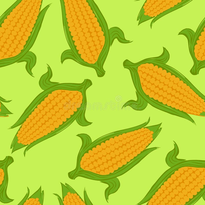 Sweet Corn Seamless Pattern on Yellow Background. Stock Vector ...