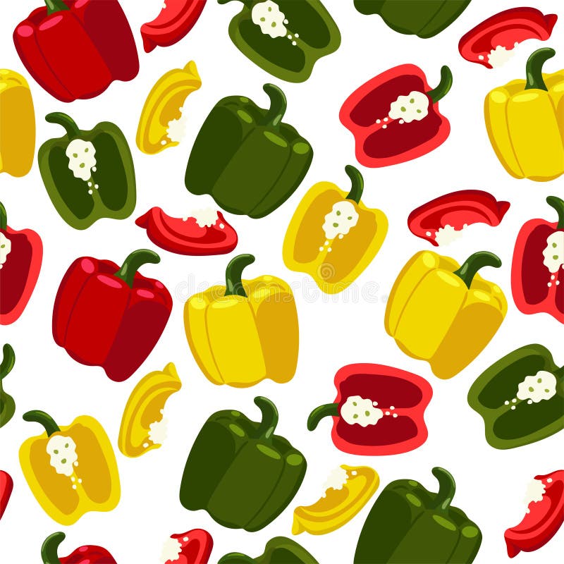 Seamless Pattern with Sweet Peppers. Vector Graphics Stock Illustration ...