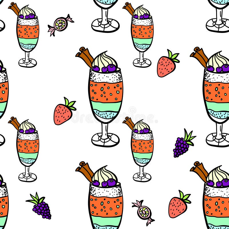 Seamless Pattern with Sweets. Stock Vector - Illustration of cinnamon ...