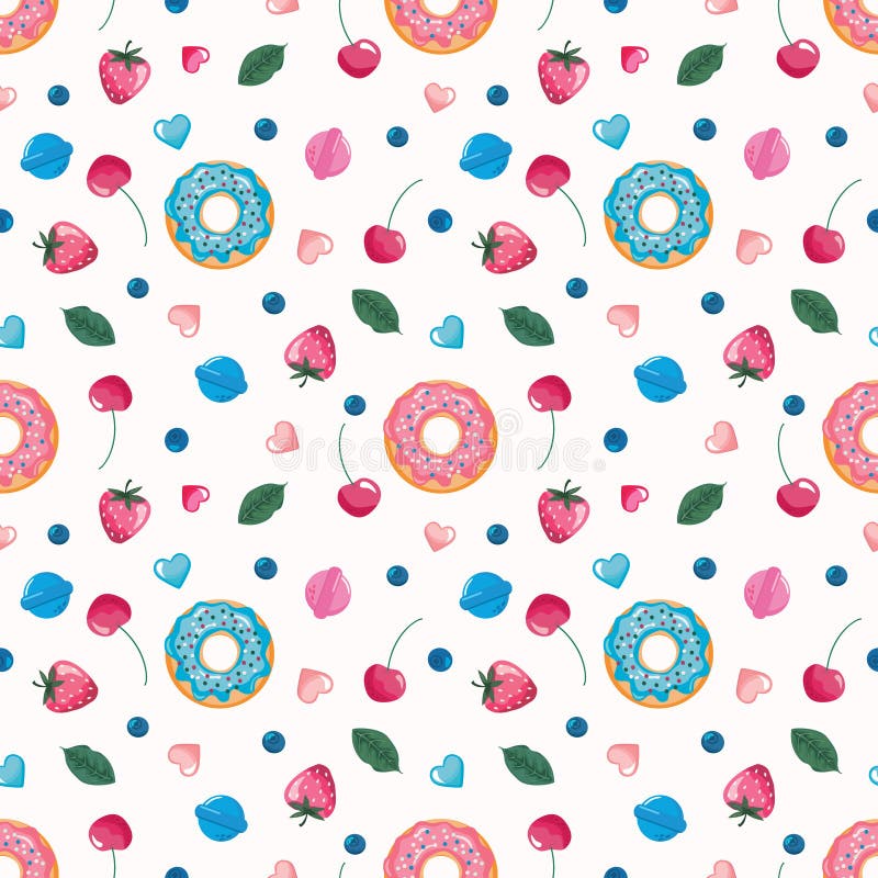 Seamless Pattern with Sweets. Girly Cute Background. Raster Stock ...