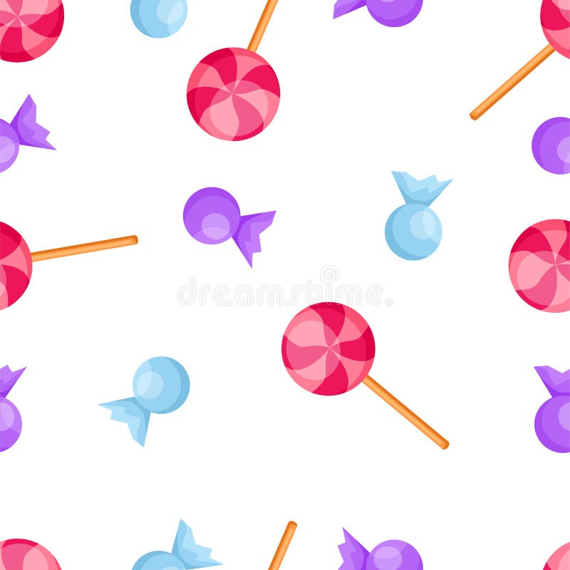 Seamless Pattern of Sweets. Vector Cartoon Illustration Stock Vector ...