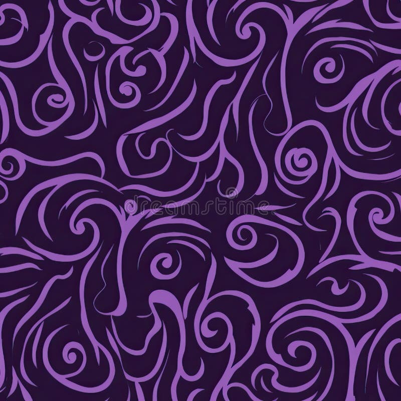 Seamless Pattern with Swirls in Violet Colors - Vector Illustration ...