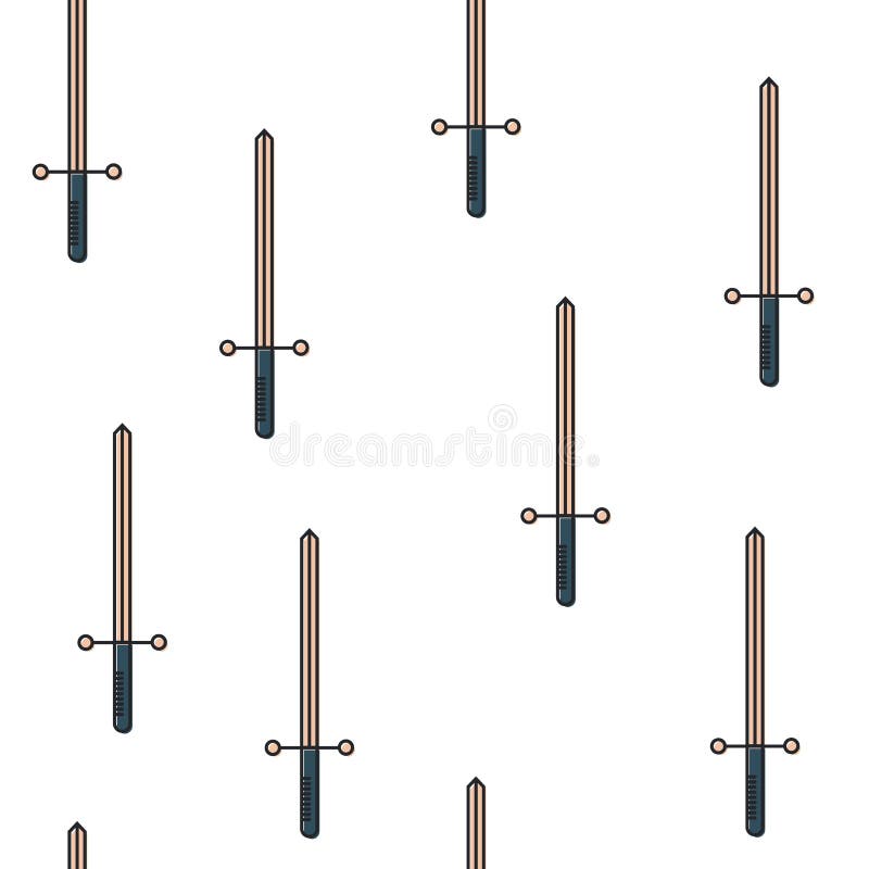 Seamless Pattern with Sword Stock Vector - Illustration of longsword ...