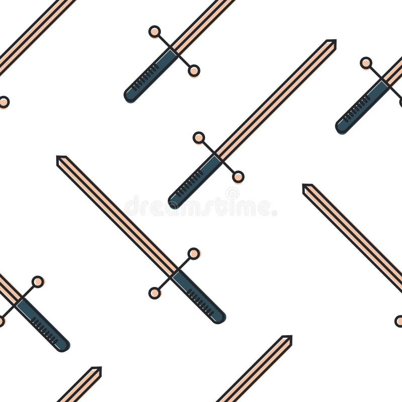Seamless Pattern with Sword Stock Vector - Illustration of sabre ...
