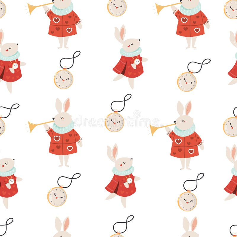 Seamless Pattern with Symbols from Alice in Wonderland Stock Vector ...
