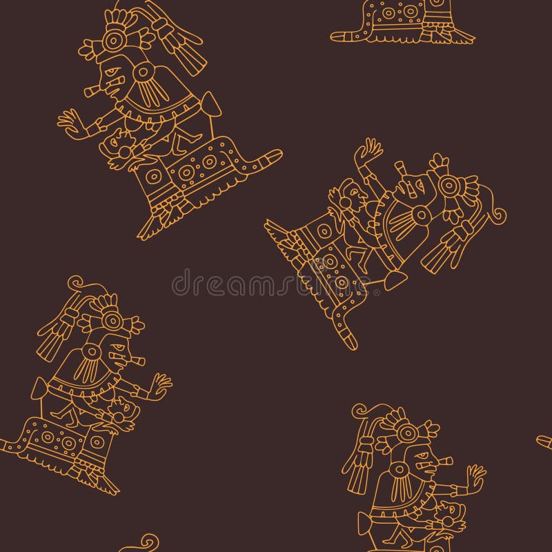 Seamless Pattern with Symbols from Aztec Codices Stock Vector ...