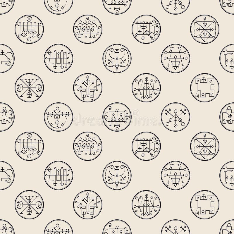 Seamless Pattern with Symbols of Demons Stock Vector - Illustration of ...