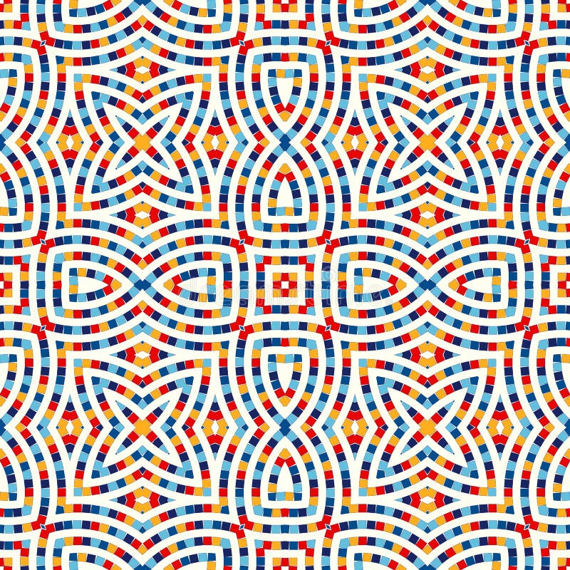 Seamless Pattern with Symmetric Geometric Ornament. Abstract Stained ... Seamless Pattern with Symmetric Geometric Ornament. Abstract Stained ...