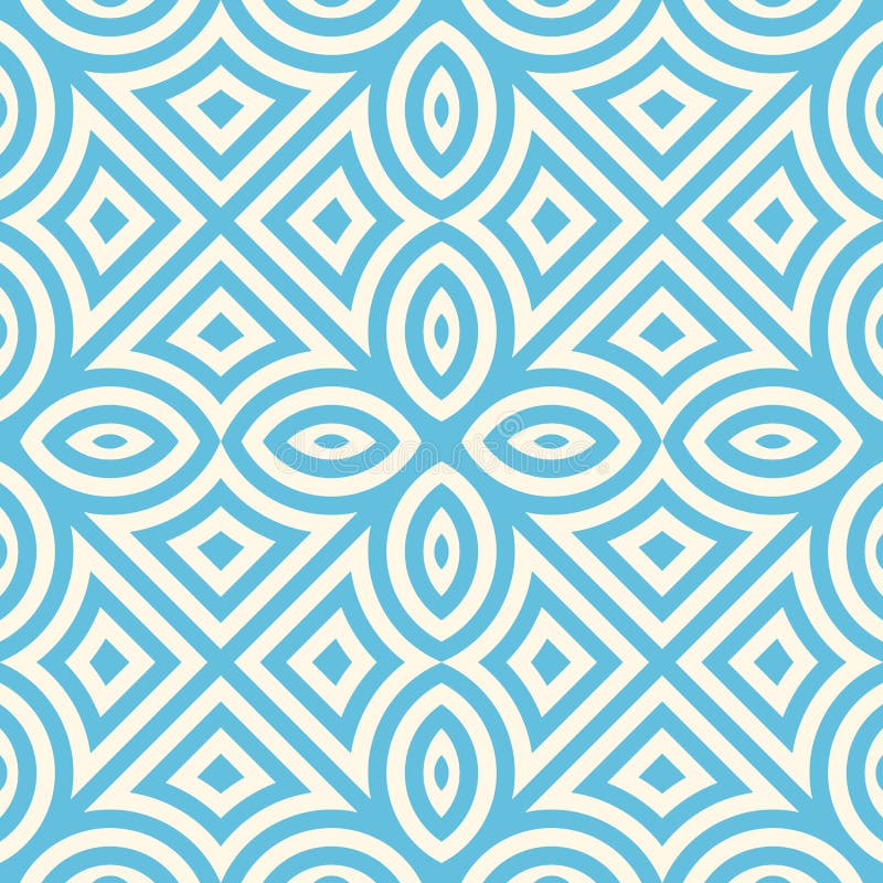 Seamless Pattern with Symmetric Geometric Ornament. Blue Color Abstract ...