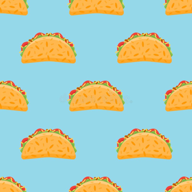 Seamless Pattern with Taco. Vector Texture. Stock Vector - Illustration ...