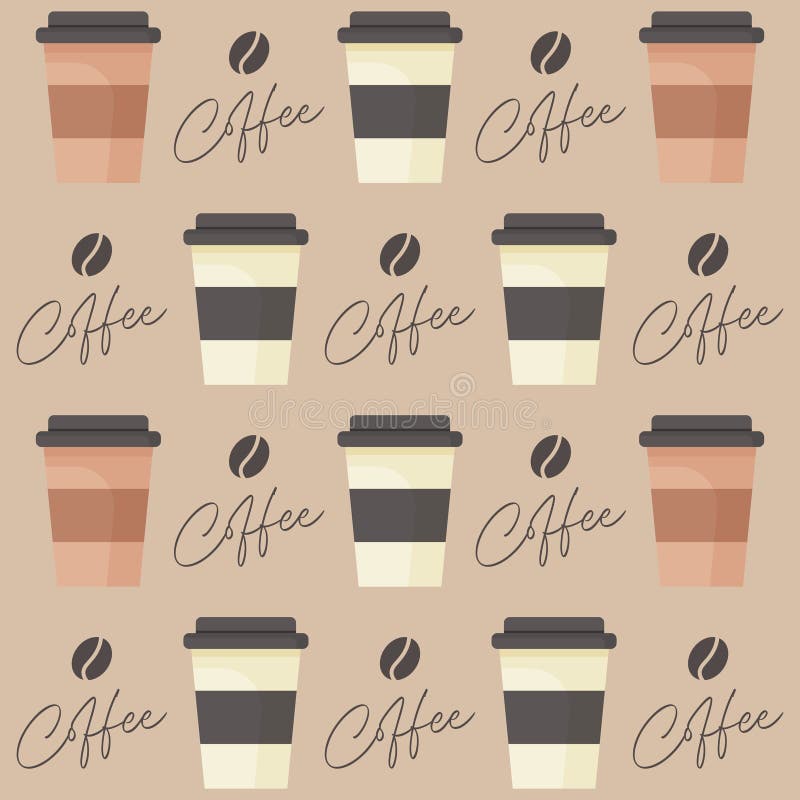 Seamless Pattern with Takeaway Coffee Cups Flat Vector Illustration ...
