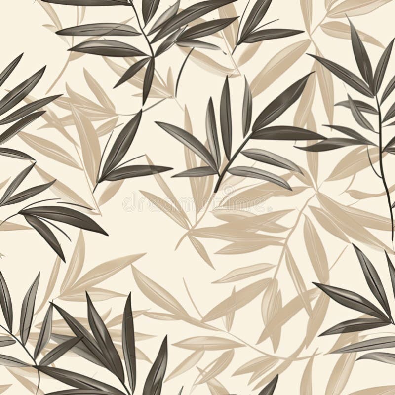 A Seamless Pattern with Tapestry-like Designs of Bamboo Leaves, Their Intricate Patterns ...