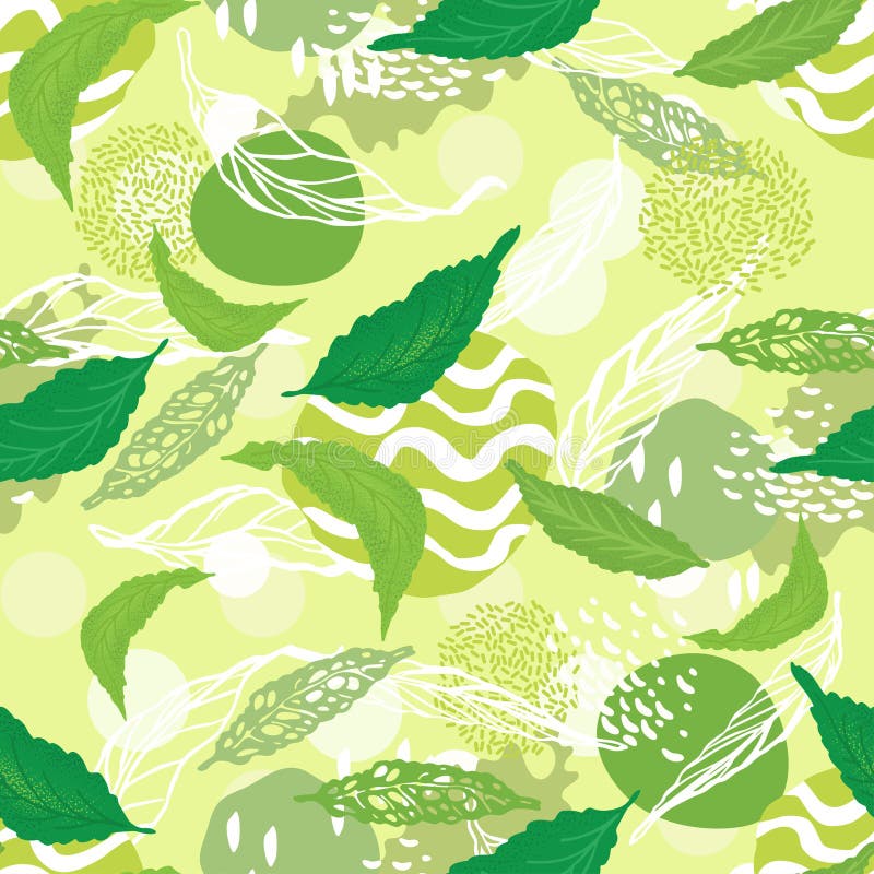 Seamless Pattern with Tea Leaves. Green Tea Stock Vector - Illustration ...