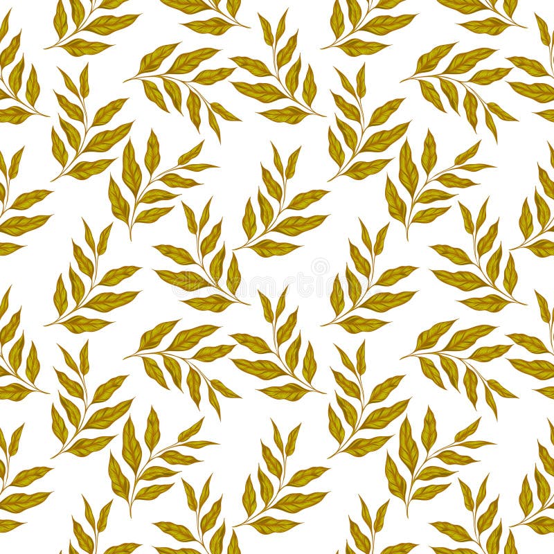 Seamless Pattern with Tea Leaves Stock Vector - Illustration of organic ...