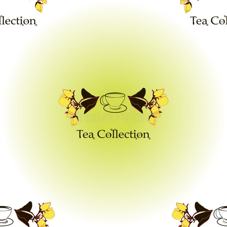 Seamless Pattern with Tea Set Logo Stock Vector - Illustration of ...