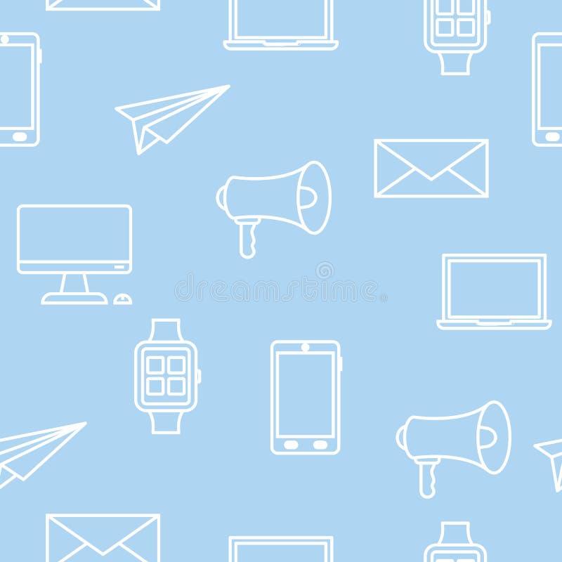 Seamless Pattern with Technology Icons Stock Vector - Illustration of ...