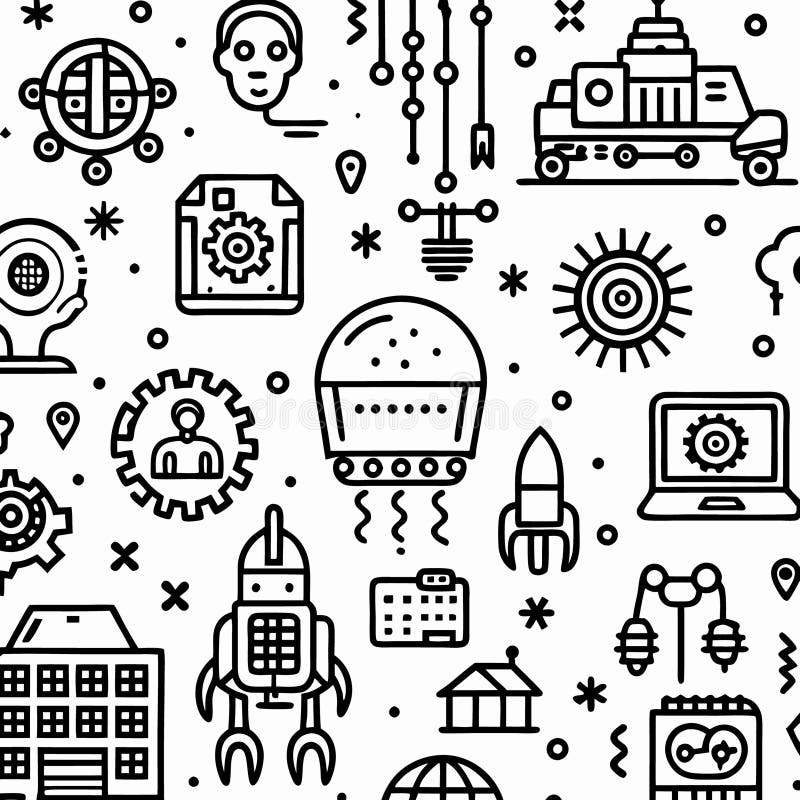 Seamless Pattern with Technology and Innovation Icons Stock Vector ...