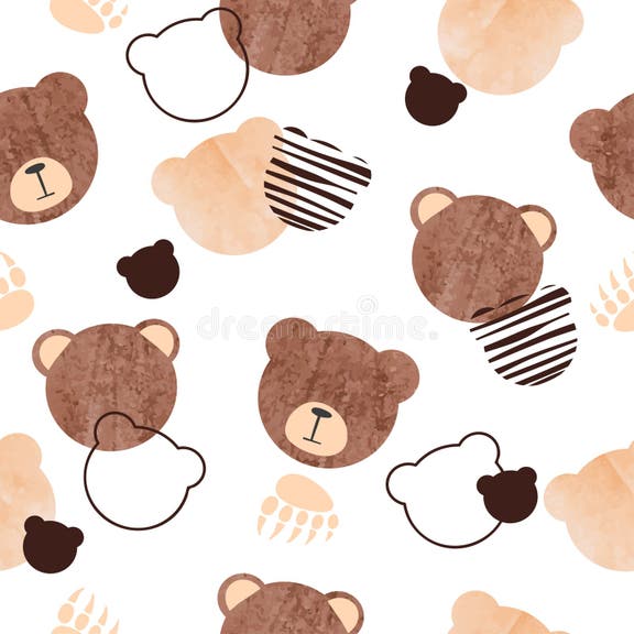 Seamless Pattern with Teddy Bears Heads. Vector Print for Kids Stock Vector - Illustration of ...