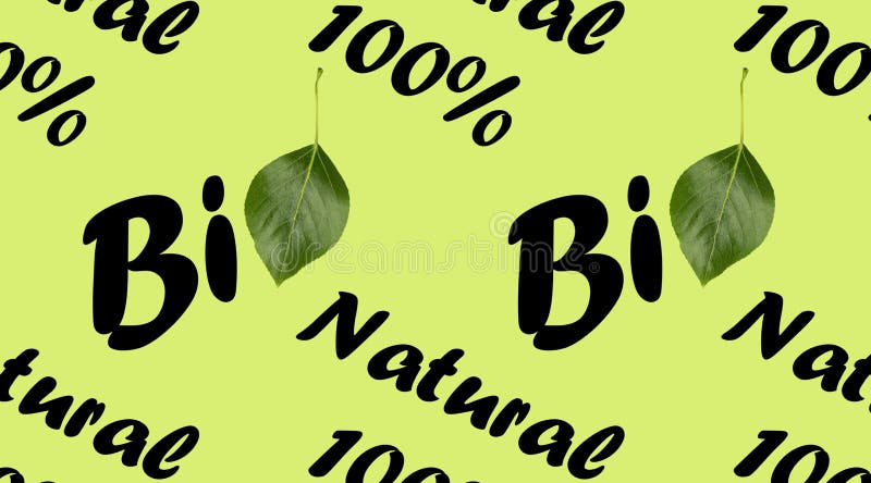 Seamless Pattern with Text Bio and Natural 100 , for Graphic and Web ...